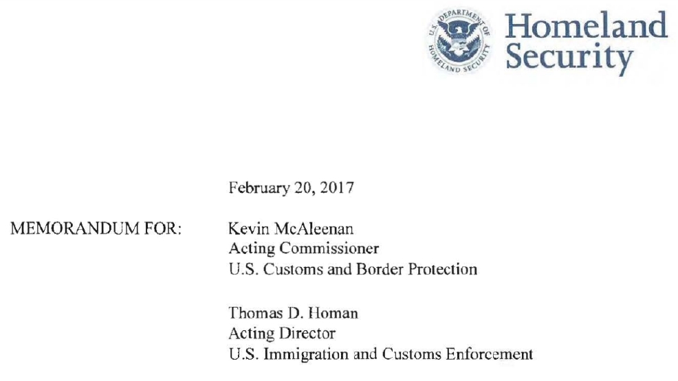Memos issued on implementing border security, immigration enforcement ...